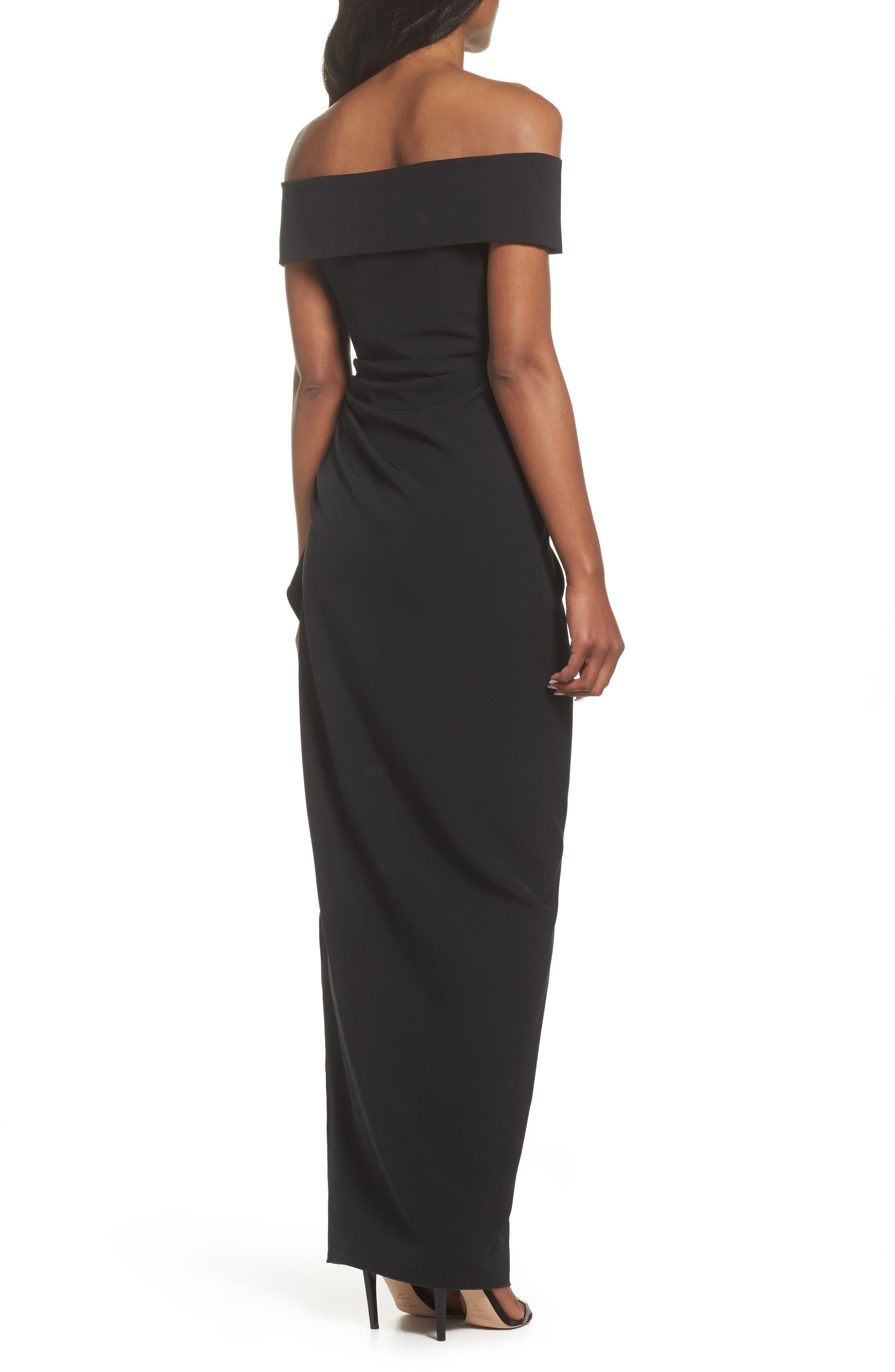 Vince Camuto Off The Shoulder Crepe Gown In Black Lyst