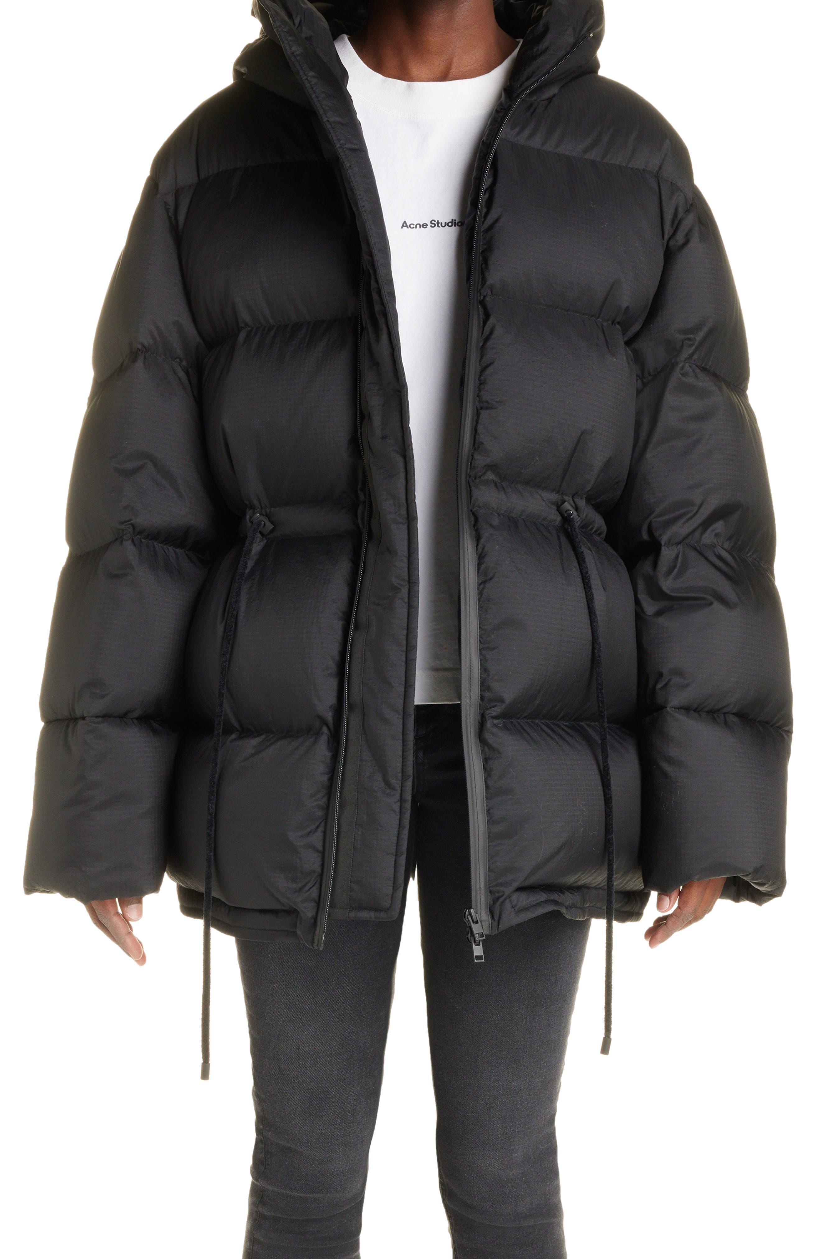 Acne Studios Orsa Nylon Ripstop Hooded Down Puffer Coat in Black | Lyst