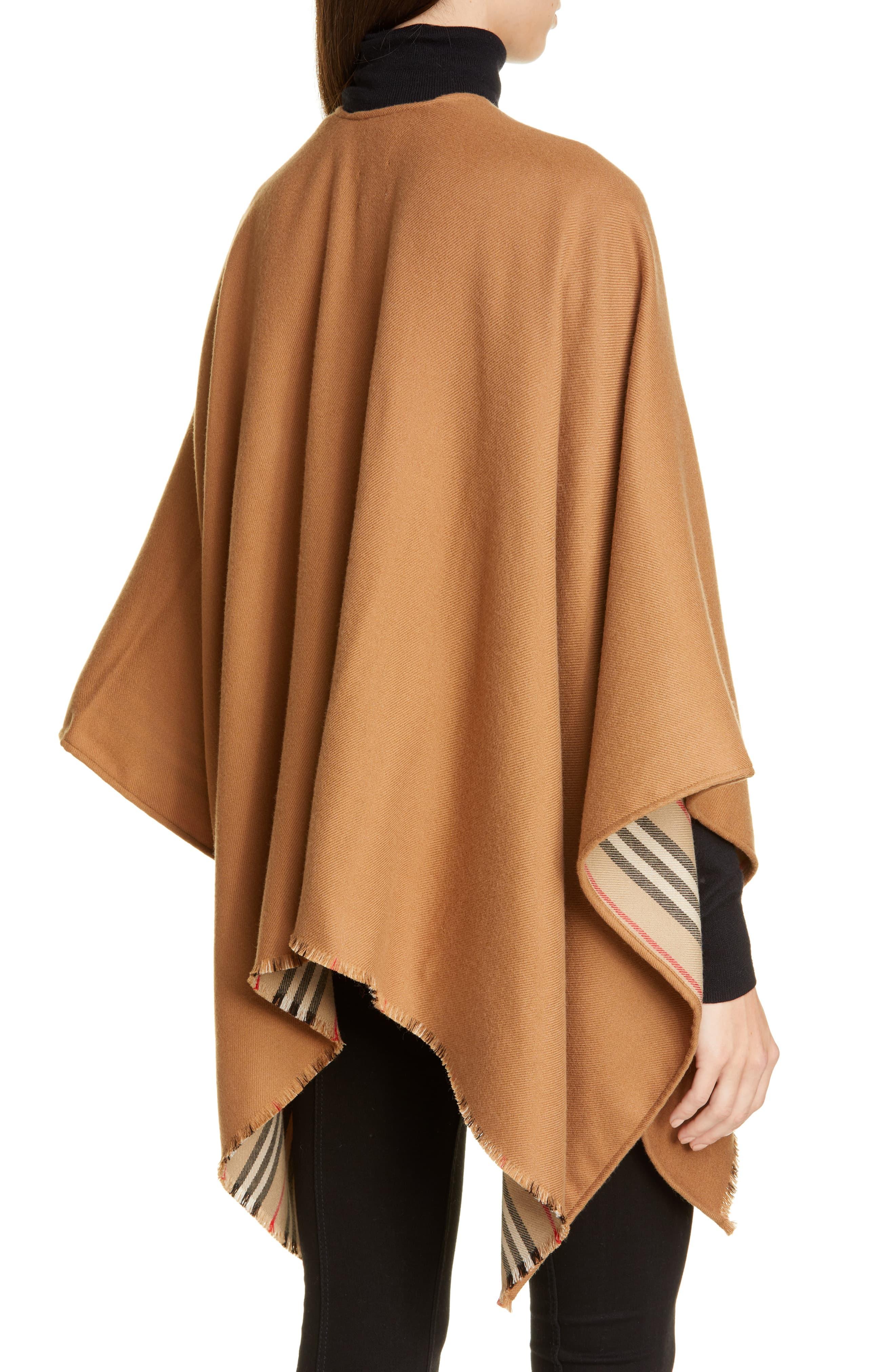 Burberry Icon Stripe Reversible Wool Cape in Brown - Lyst