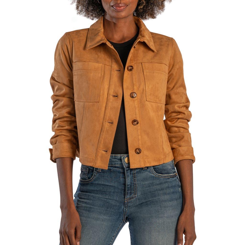 Kut From The Kloth Matilda Crop Faux Suede Trucker Jacket | Lyst