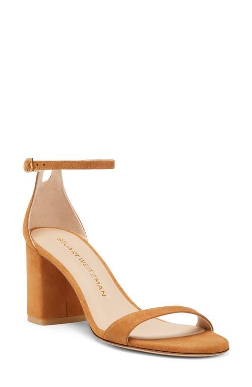 Stuart Weitzman Nudist Block 75 Sandal in Brown | Lyst
