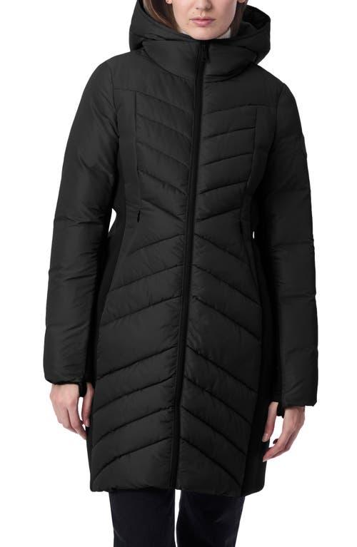 Bernardo Chevron Quilted Puffer Coat in Black | Lyst
