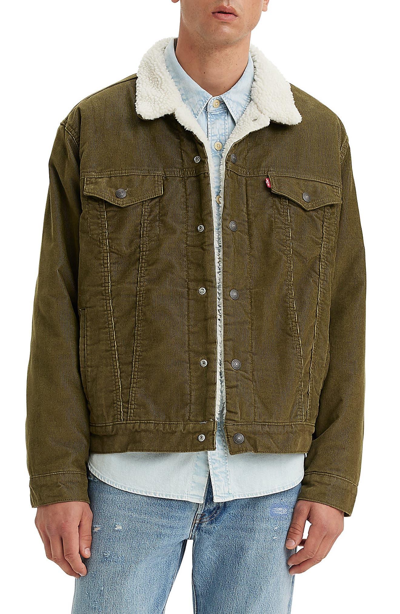 Levi's Type 3 High Pile Fleece Lined Corduroy Jacket in Green for Men ...