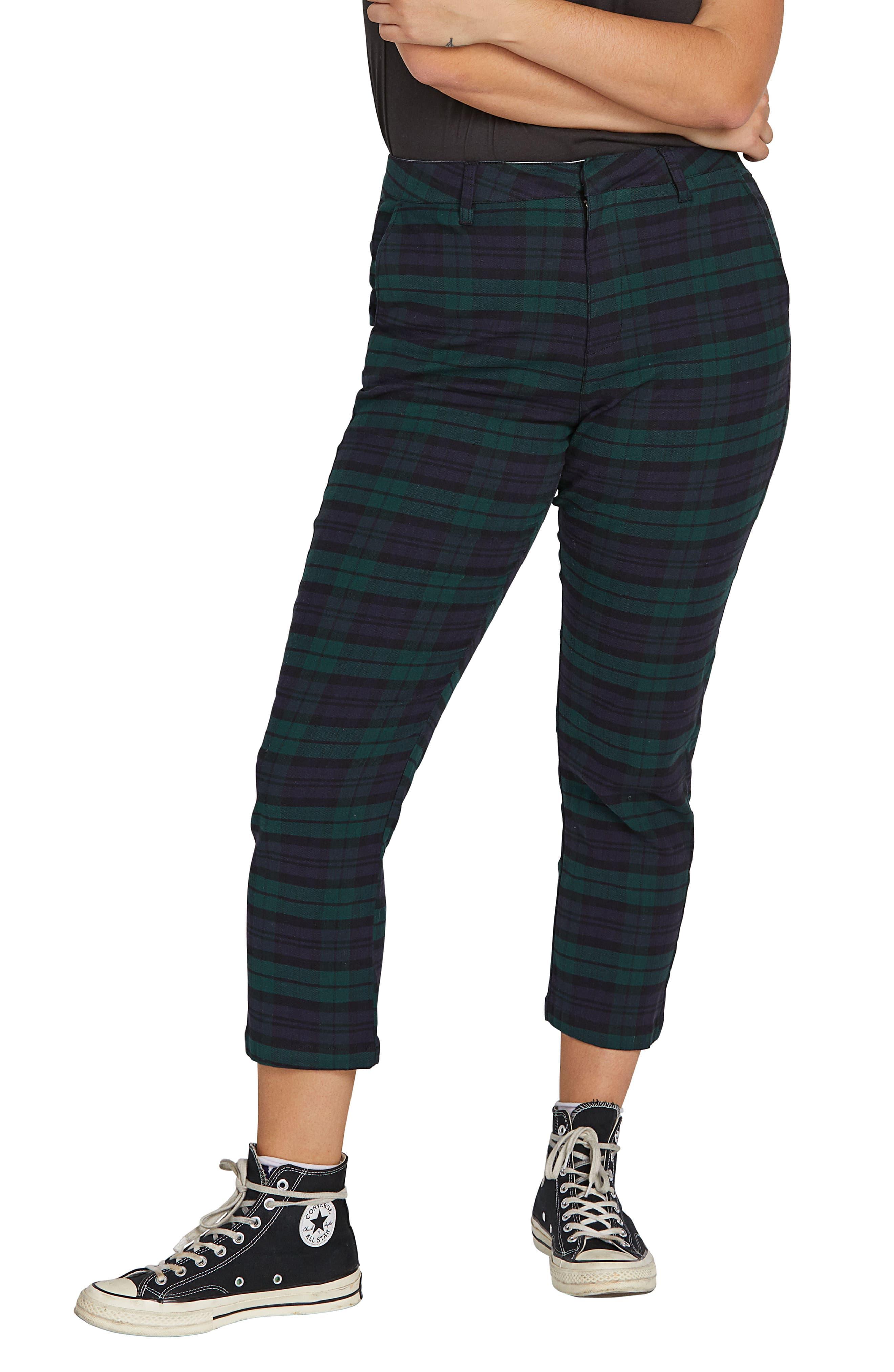 Volcom Frochickie High Waist Plaid Pants in Blue - Lyst