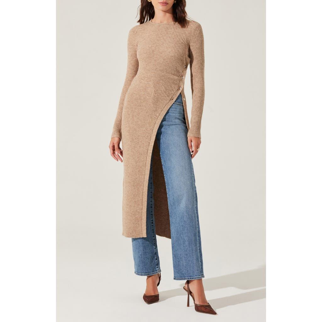 Astr High Slit Long Sweater in Blue | Lyst
