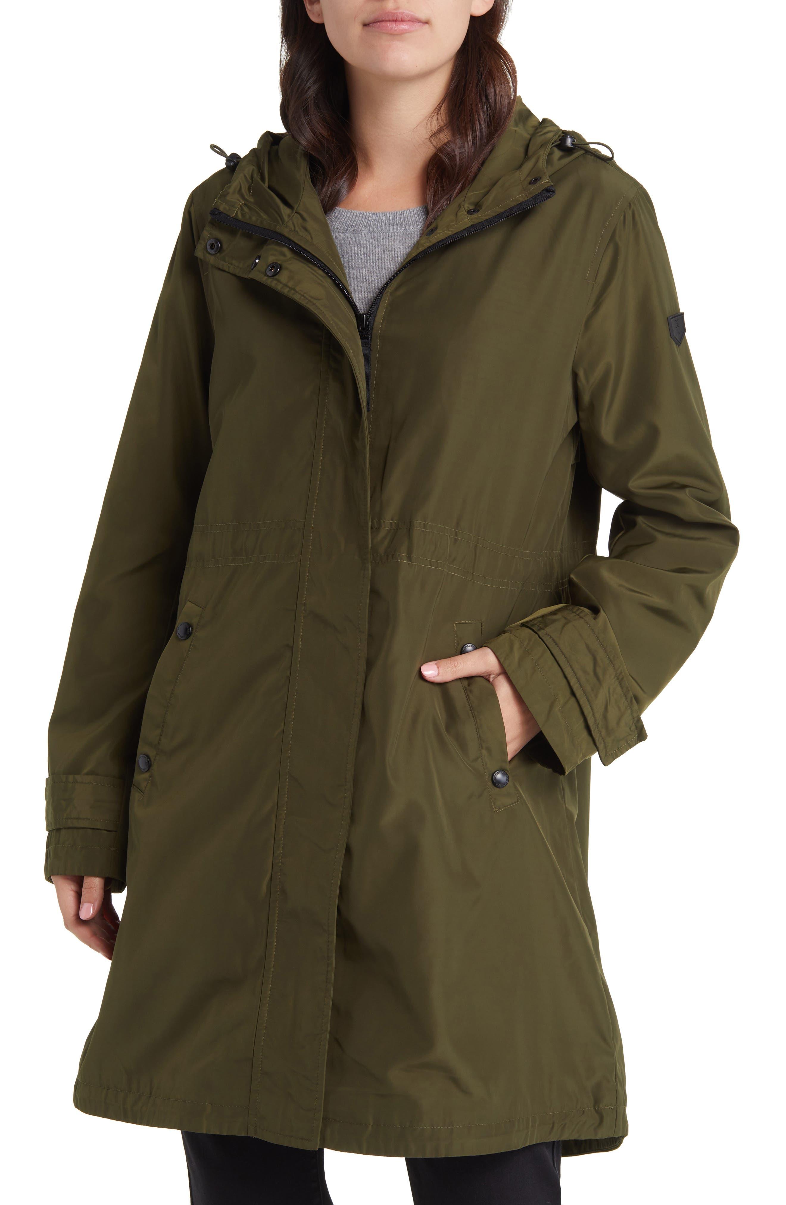Sam Edelman Storm Hooded Rain Jacket in Green | Lyst