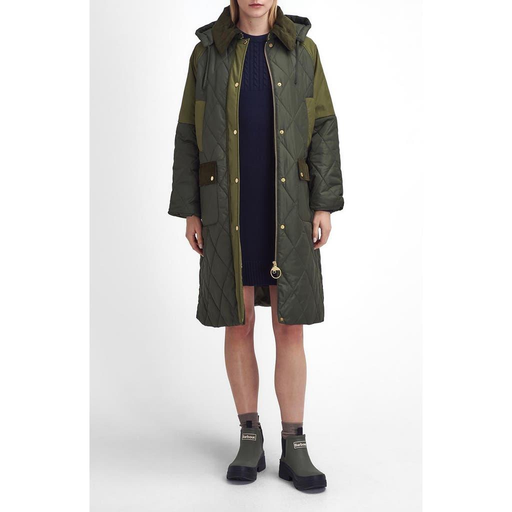 Barbour Cookston Longline Quilted Coat With Removable Hood in Black | Lyst