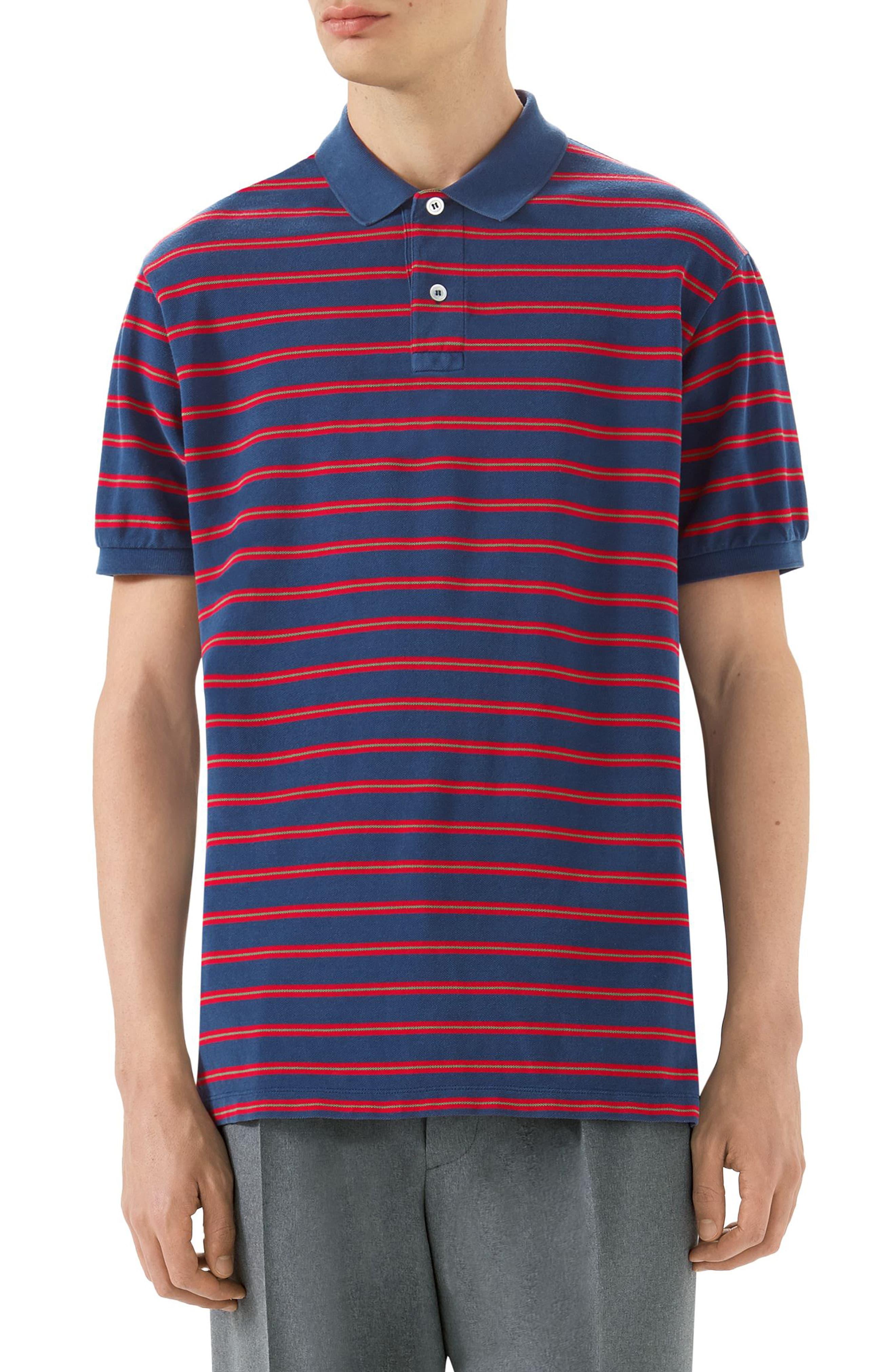 Gucci Oversized Stripe Polo in Red for Men - Lyst