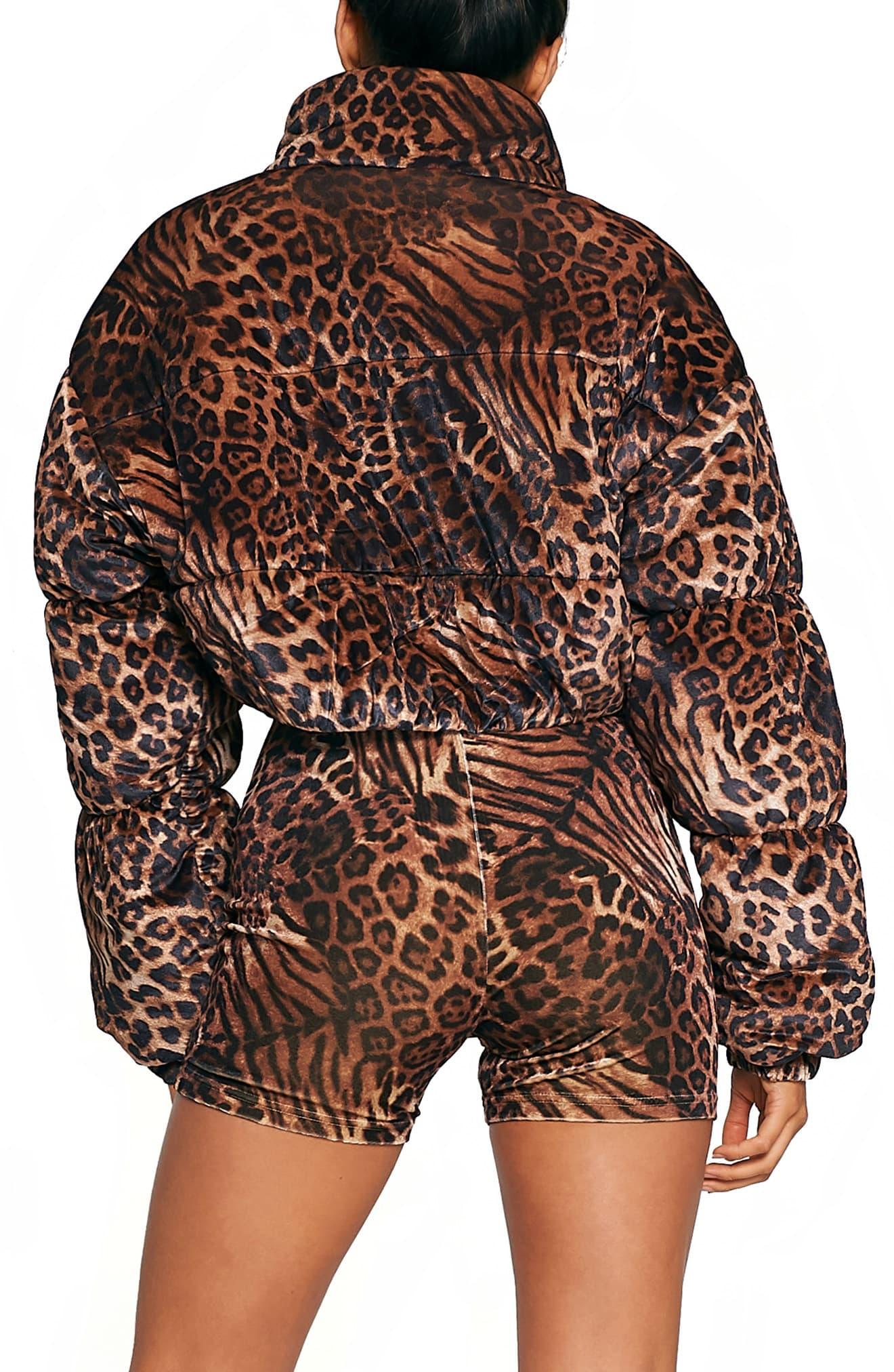 Tiger Mist Reme Faux Fur Puffer Jacket in Leopard (Brown) - Lyst