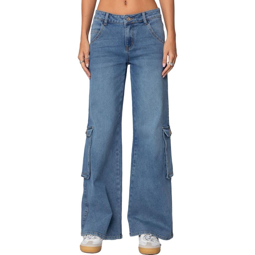 Edikted Lunar Low Rise Cargo Jeans in Blue | Lyst
