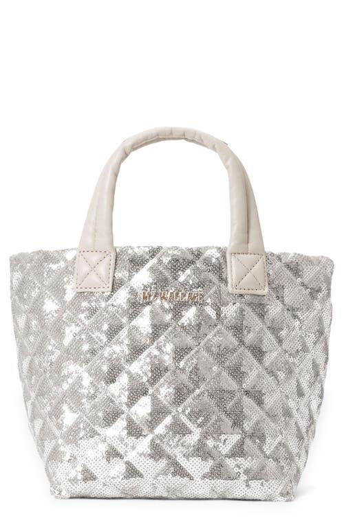 MZ Wallace Mini Metro Deluxe Sequin Tote in White | Lyst