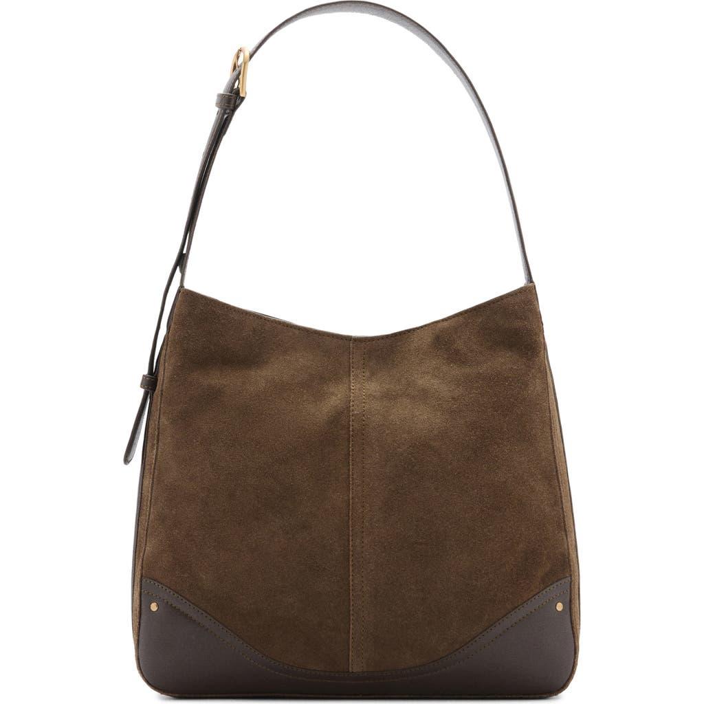 Mango Large Suede Bag in Brown | Lyst
