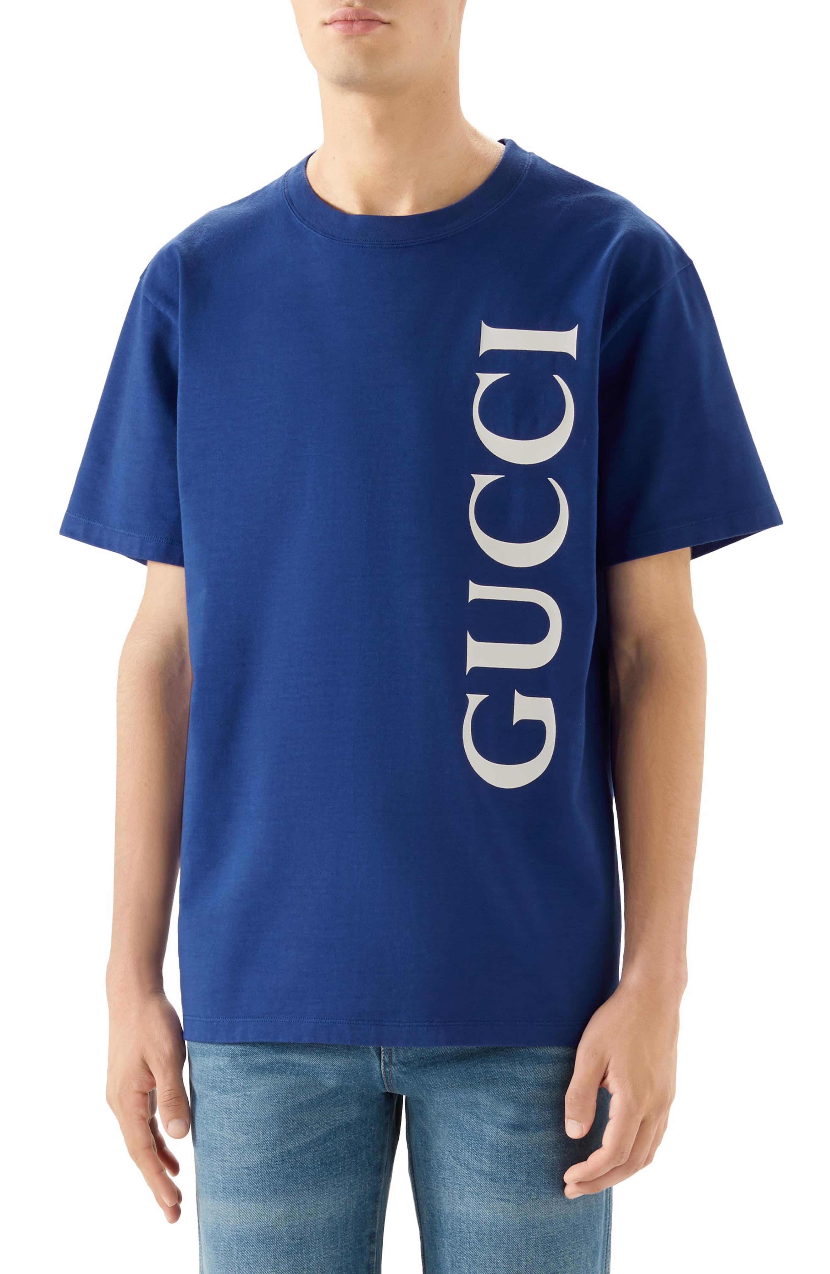 Gucci Logo-print Cotton-jersey T-shirt in Blue for Men | Lyst