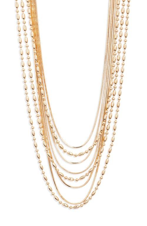 Open Edit Snake And Ball Chain Layered Necklace in White | Lyst