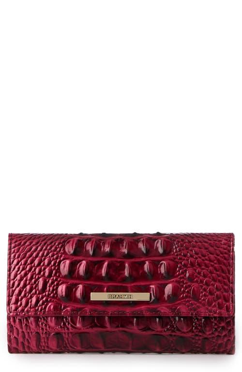 Brahmin Cordelia Croc Embossed Leather Trifold Wallet in Red | Lyst