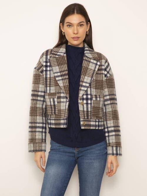 Central Park West Flora Cropped Plaid Jacket in Blue | Lyst