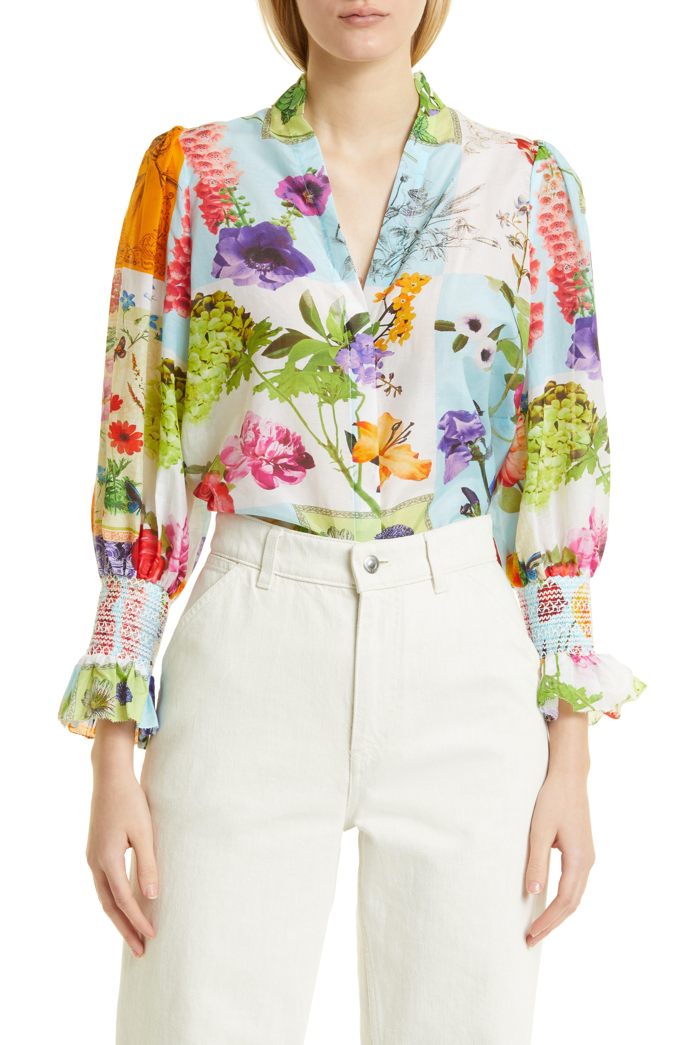 Alice + Olivia Alice + Olivia Ilan Floral Print Cotton & Silk Blouse in ... Alice + Olivia Alice + Olivia Ilan Floral Print Cotton & Silk Blouse in ...