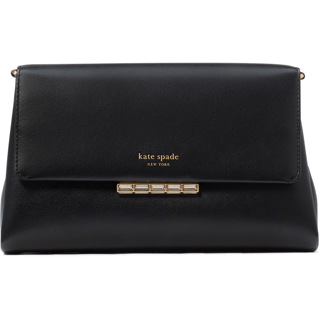 Kate Spade Grace Embellished Lock Leather Crossbody Bag in Black | Lyst