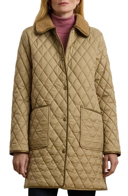 Ralph Lauren Diamond Pattern Quilted Coat in Brown | Lyst