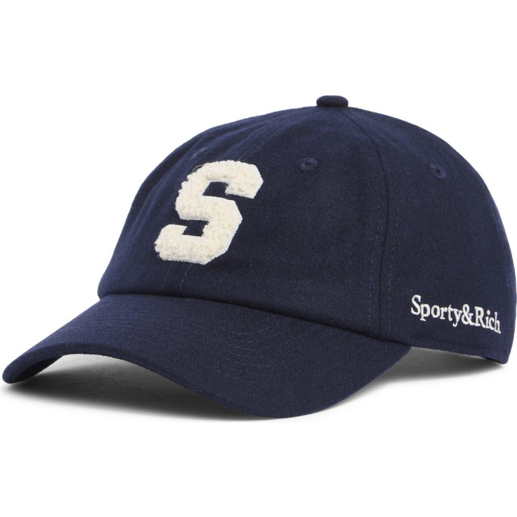 Sporty & Rich Bouclé Logo Wool Snapback Cap in Blue | Lyst
