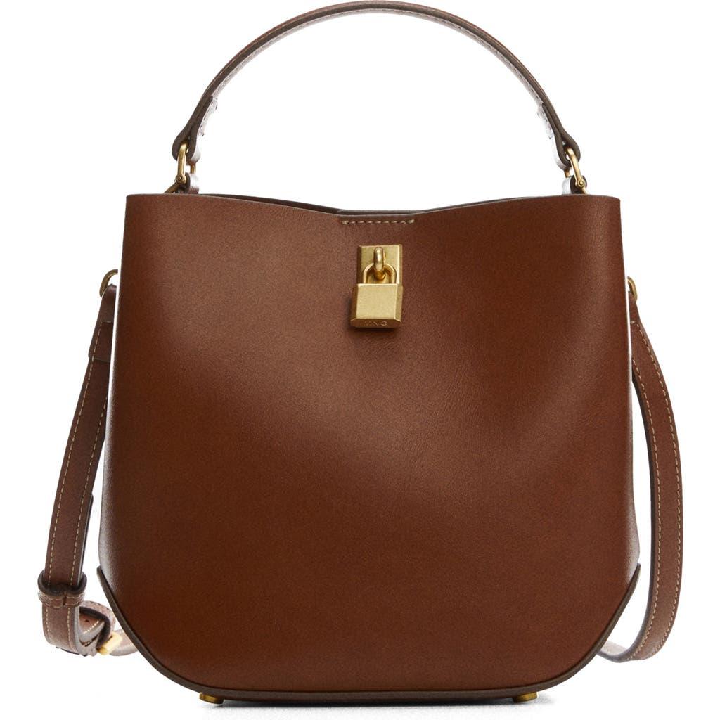 Mango Padlock Faux Mini Shopper Bag in Brown | Lyst