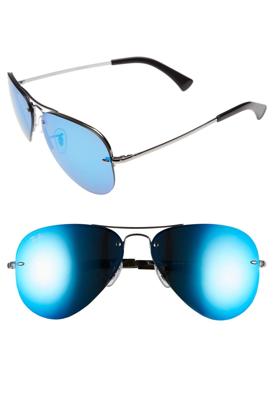 Ray-Ban Highstreet 59mm Semi Rimless Aviator Sunglasses - Mirror Silver ...