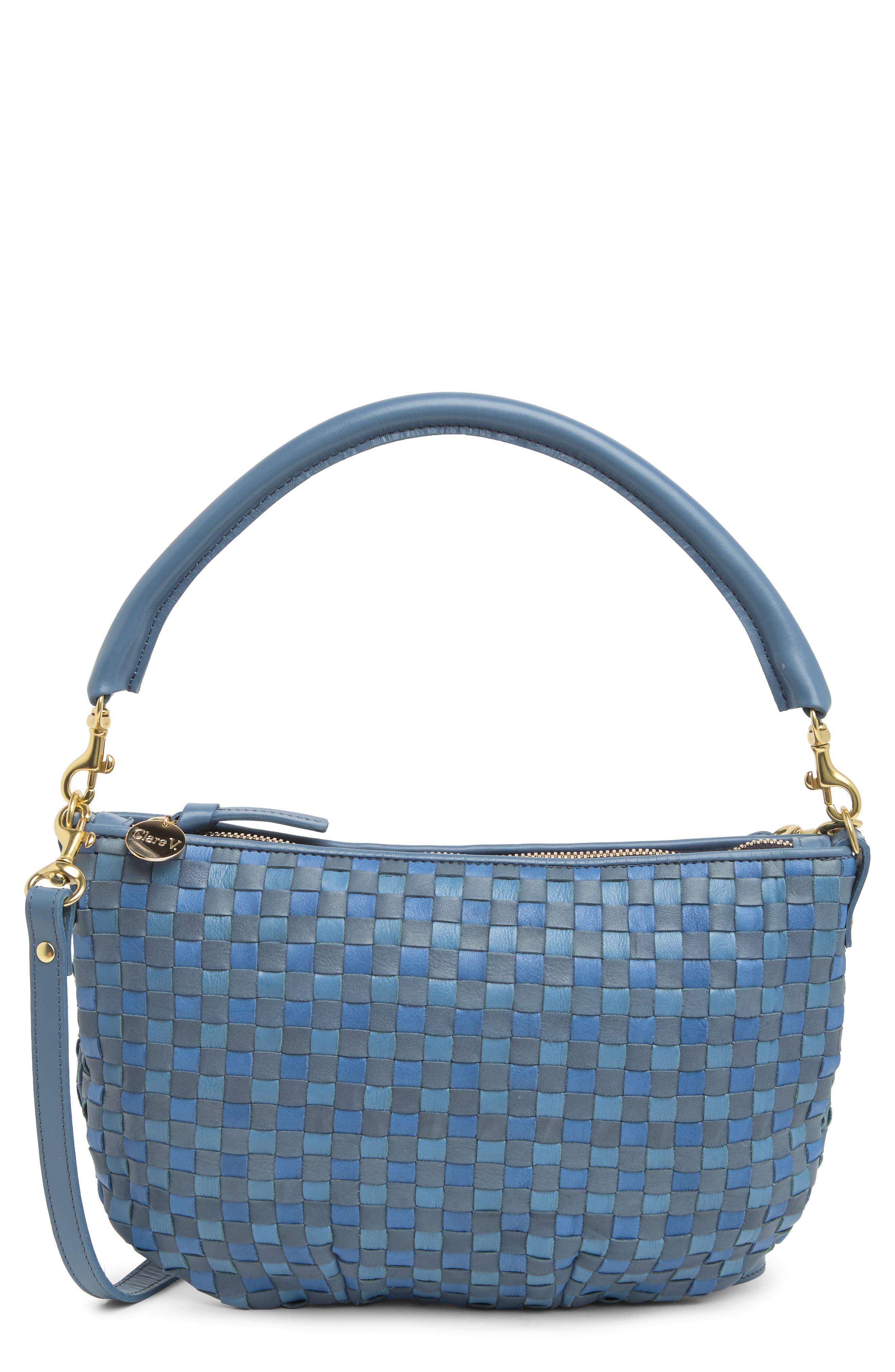 Clare V. Petit Moyen Woven Leather Messenger Bag in Blue | Lyst