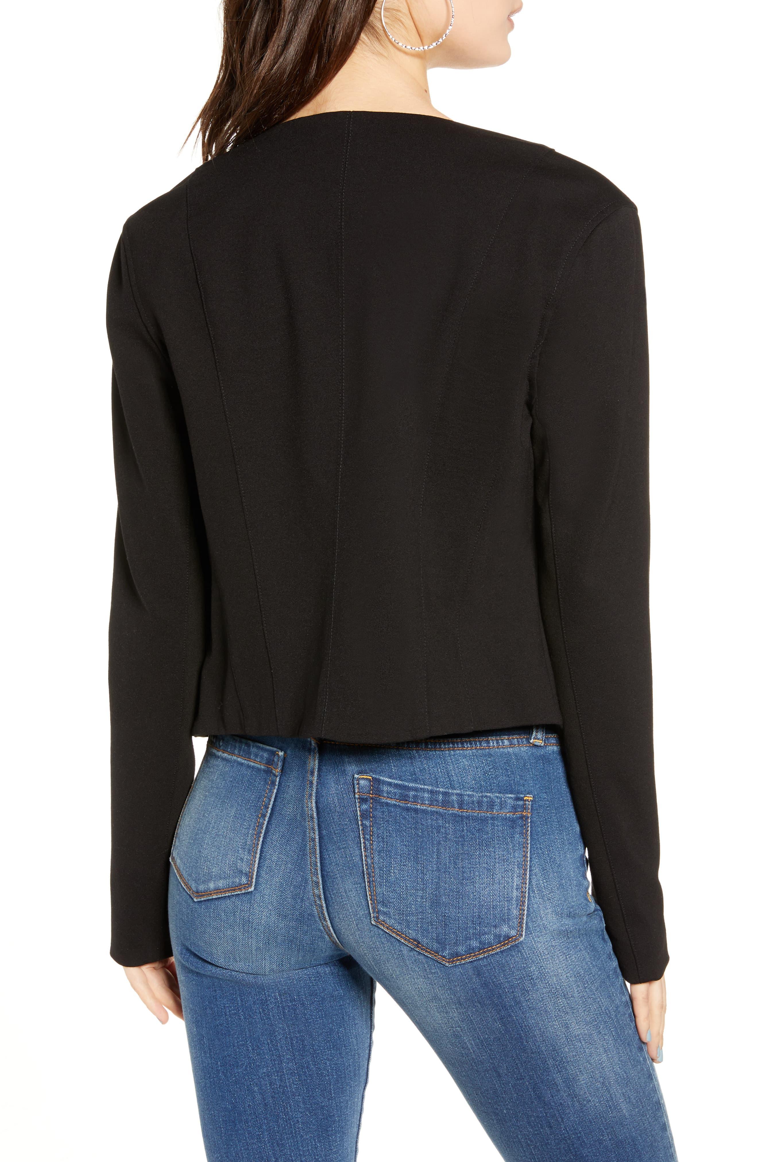 Blank NYC Collarless Ponte Moto Jacket in Black - Lyst