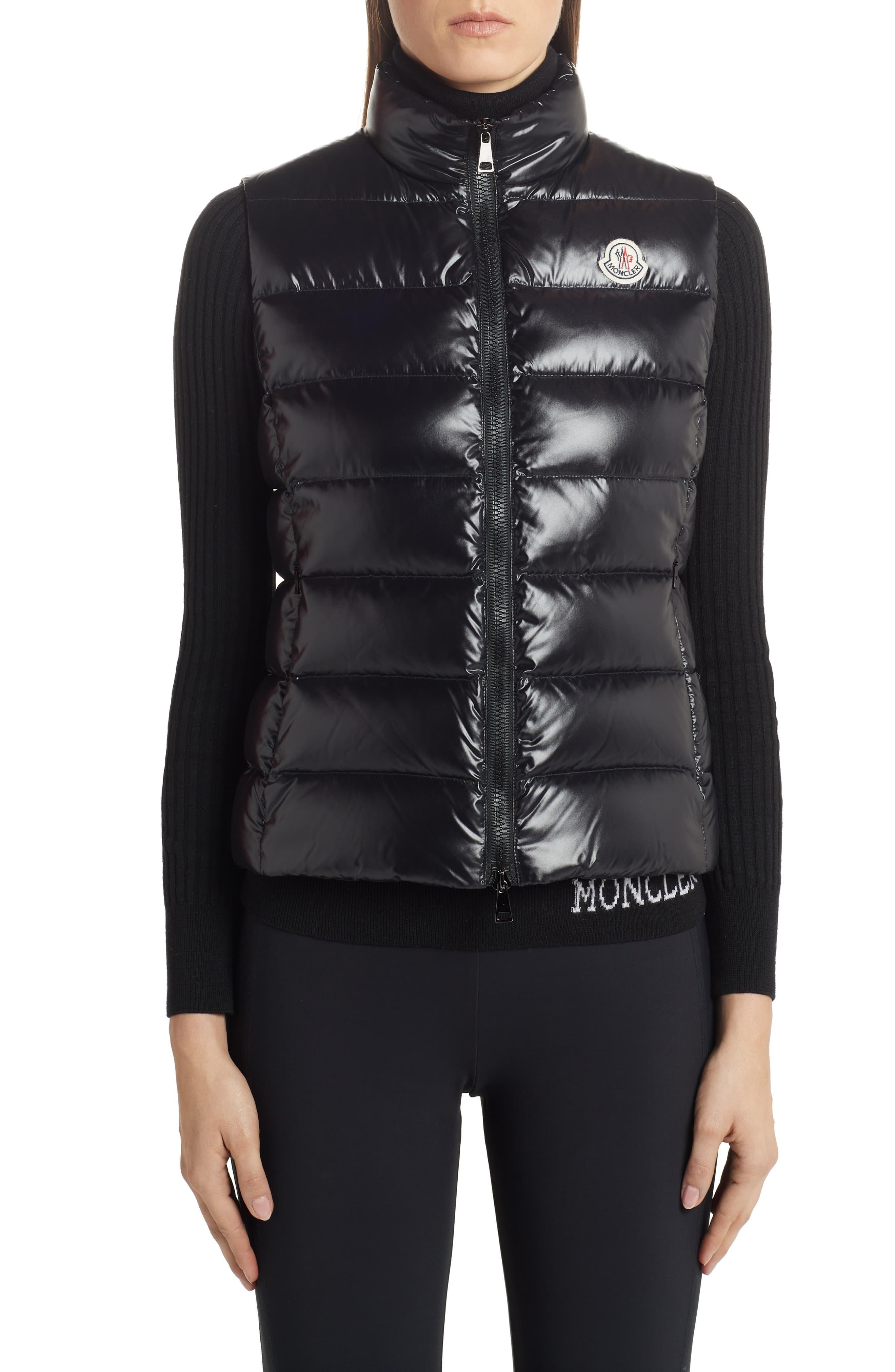 Moncler Synthetic Ghany Short Shiny Nylon Down Vest in Black - Lyst