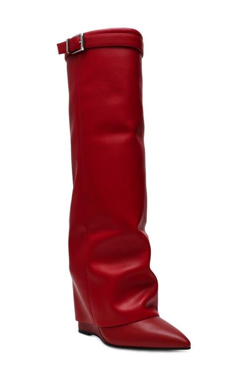 Steve Madden Corenne Foldover Shaft Pointed Toe Knee High Boot in Red ...