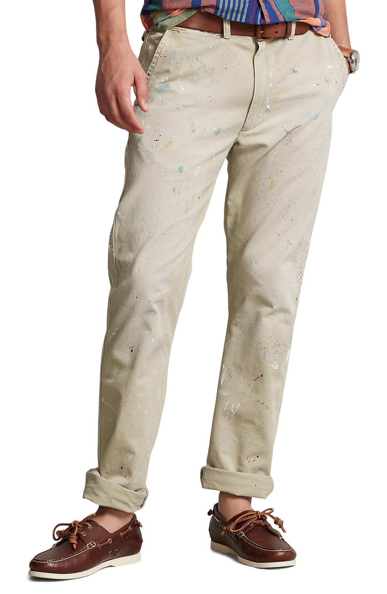 Polo Ralph Lauren Salinger Paint Spatter Classic Fit Cotton Chino Pants in Natural for Men | Lyst