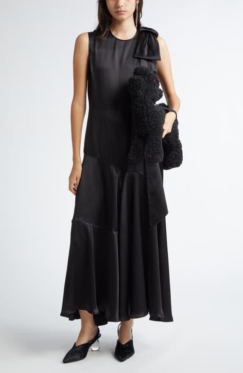 Simone Rocha Bow Shoulder Silk Satin Dress in Black | Lyst