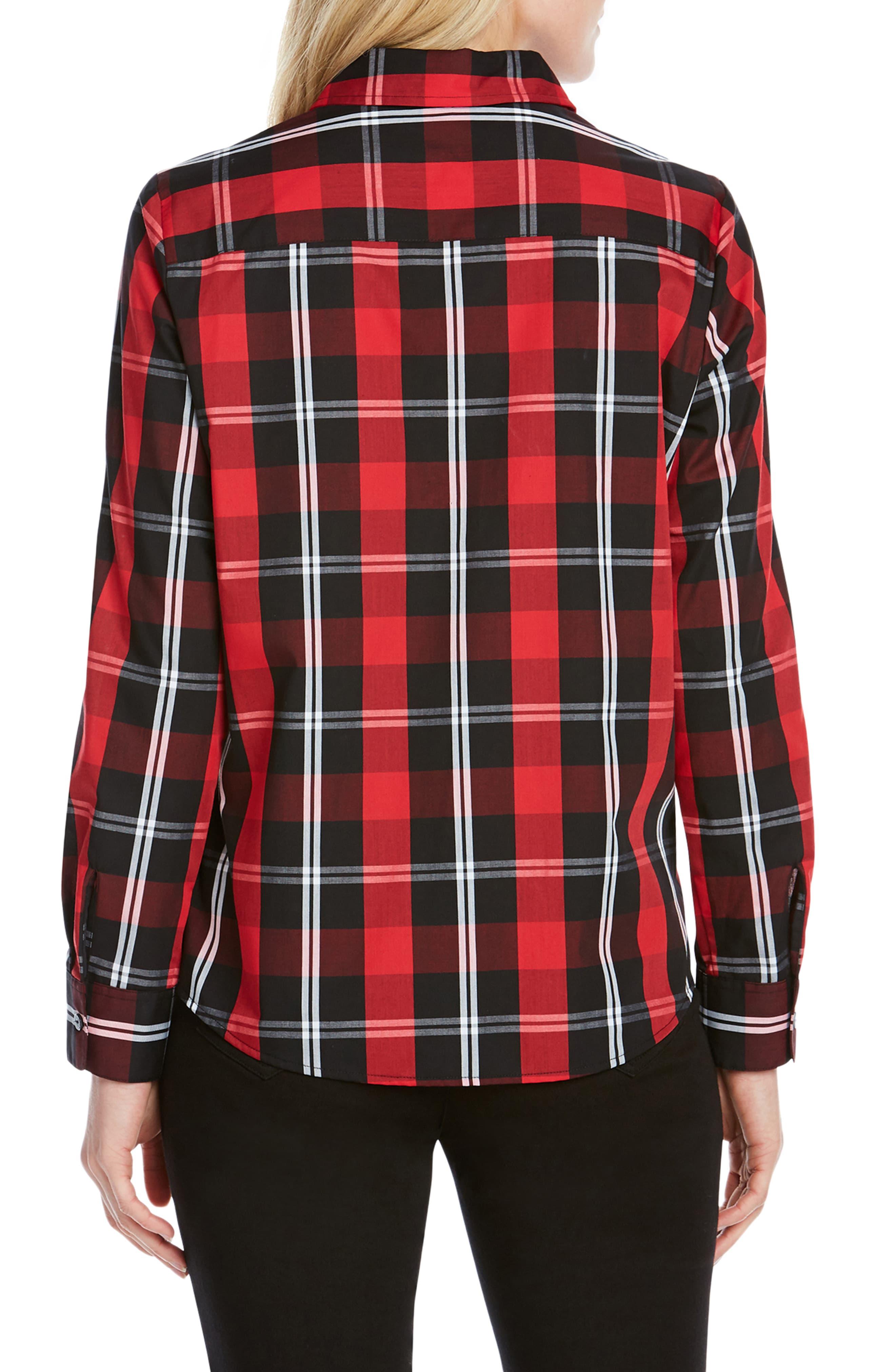 Foxcroft Tina Mackenzie Tartan Plaid Shirt in Black/ Red (Red) - Lyst