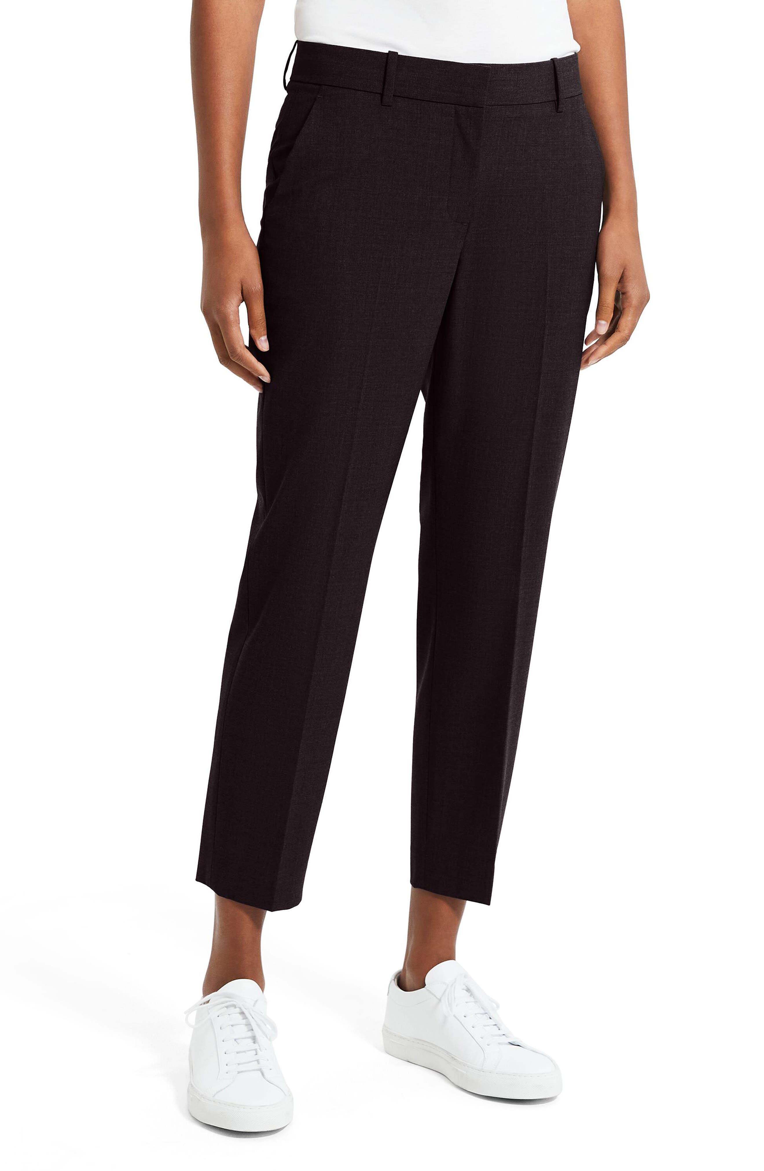 Theory Treeca Wool Blend Crop Pants In Black Lyst