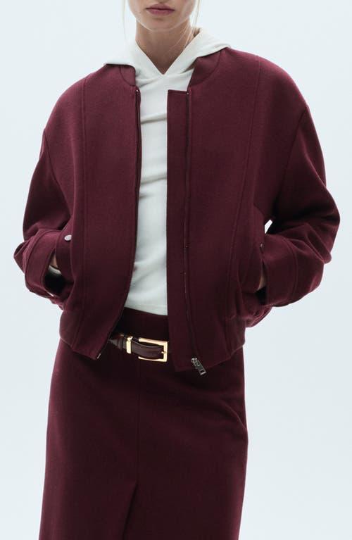 Mango Oversize Wool Blend Bomber Jacket in Red | Lyst