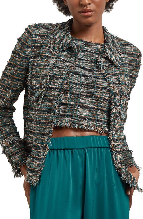 Misook Heritage Metallic Fringe Tweed Jacket in Gray | Lyst