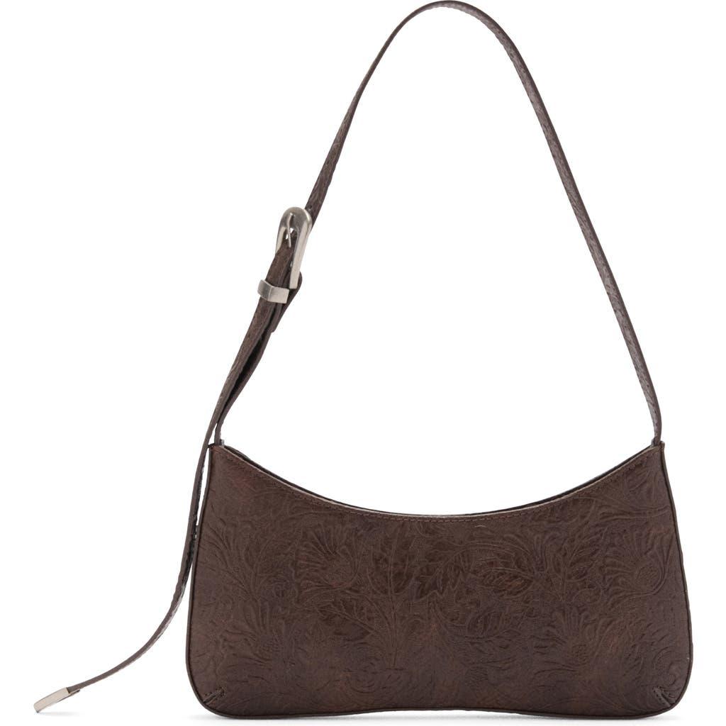 Mango Embossed Faux Leather Shoulder Bag in Brown | Lyst