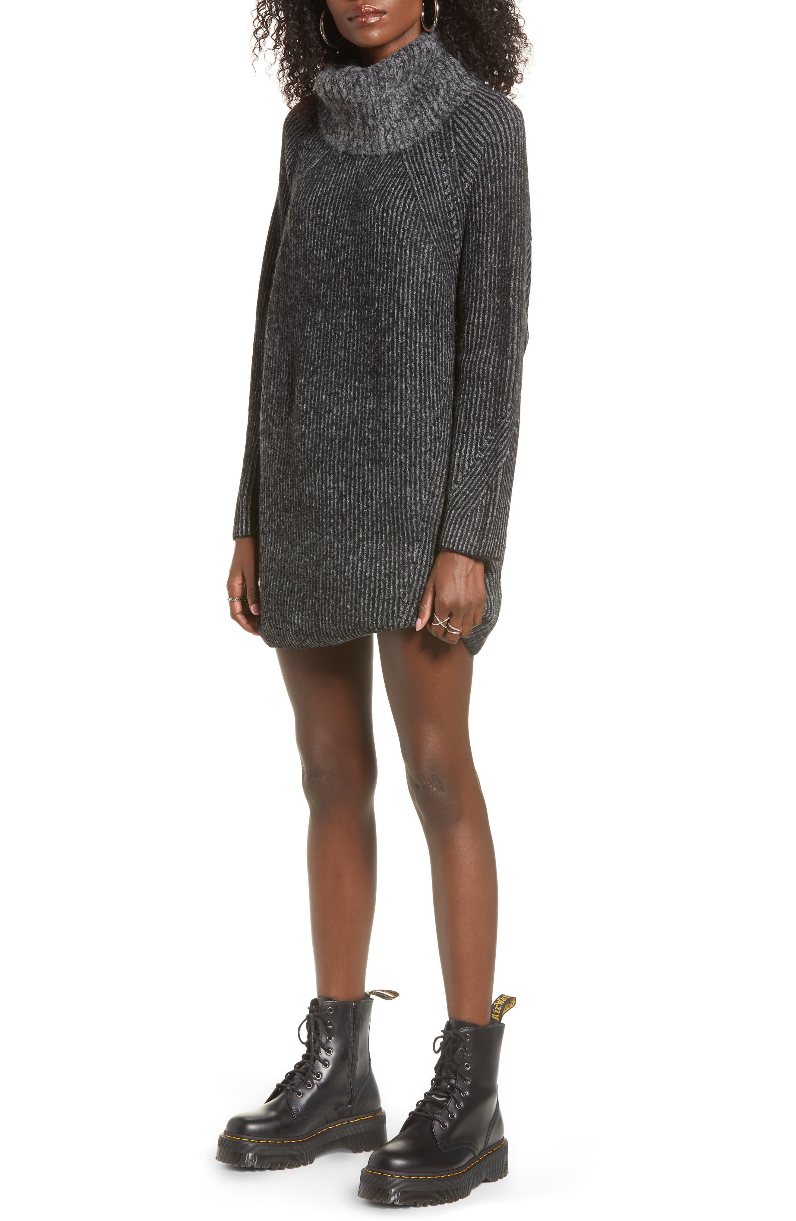 TOPSHOP Turtleneck Sweater Dress in Black - Lyst