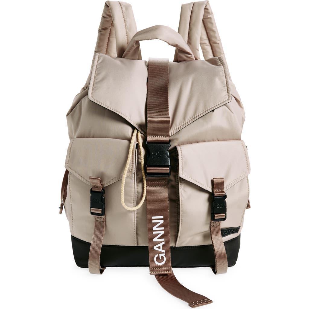 Ganni Recycled Polyester Tech Backpack in Brown | Lyst