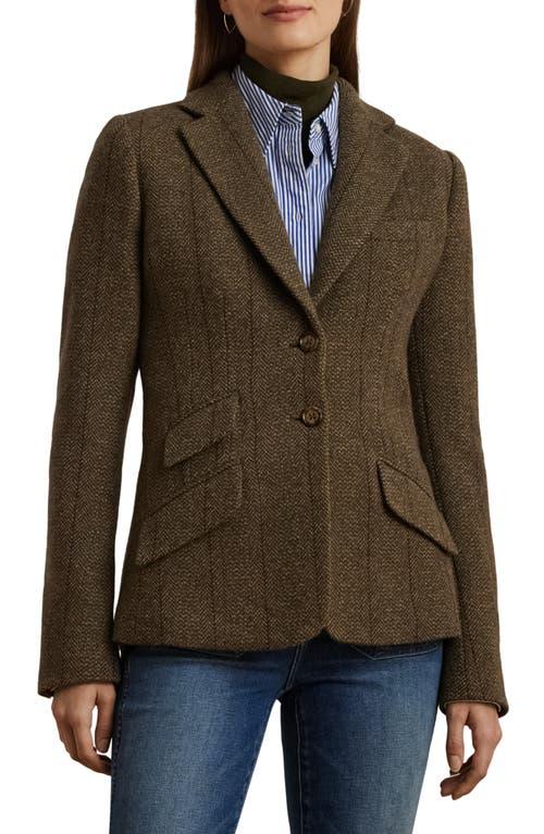 Ralph Lauren Wool Blend Herringbone Tweed Blazer in Brown | Lyst