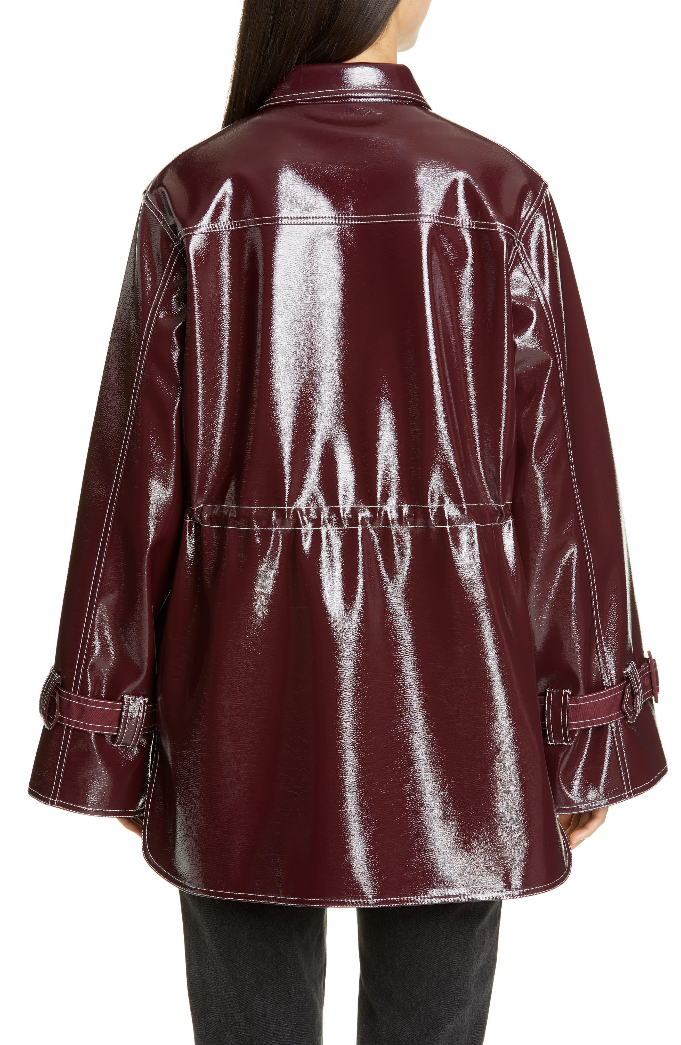 Ganni Faux Patent Jacket in Red - Lyst