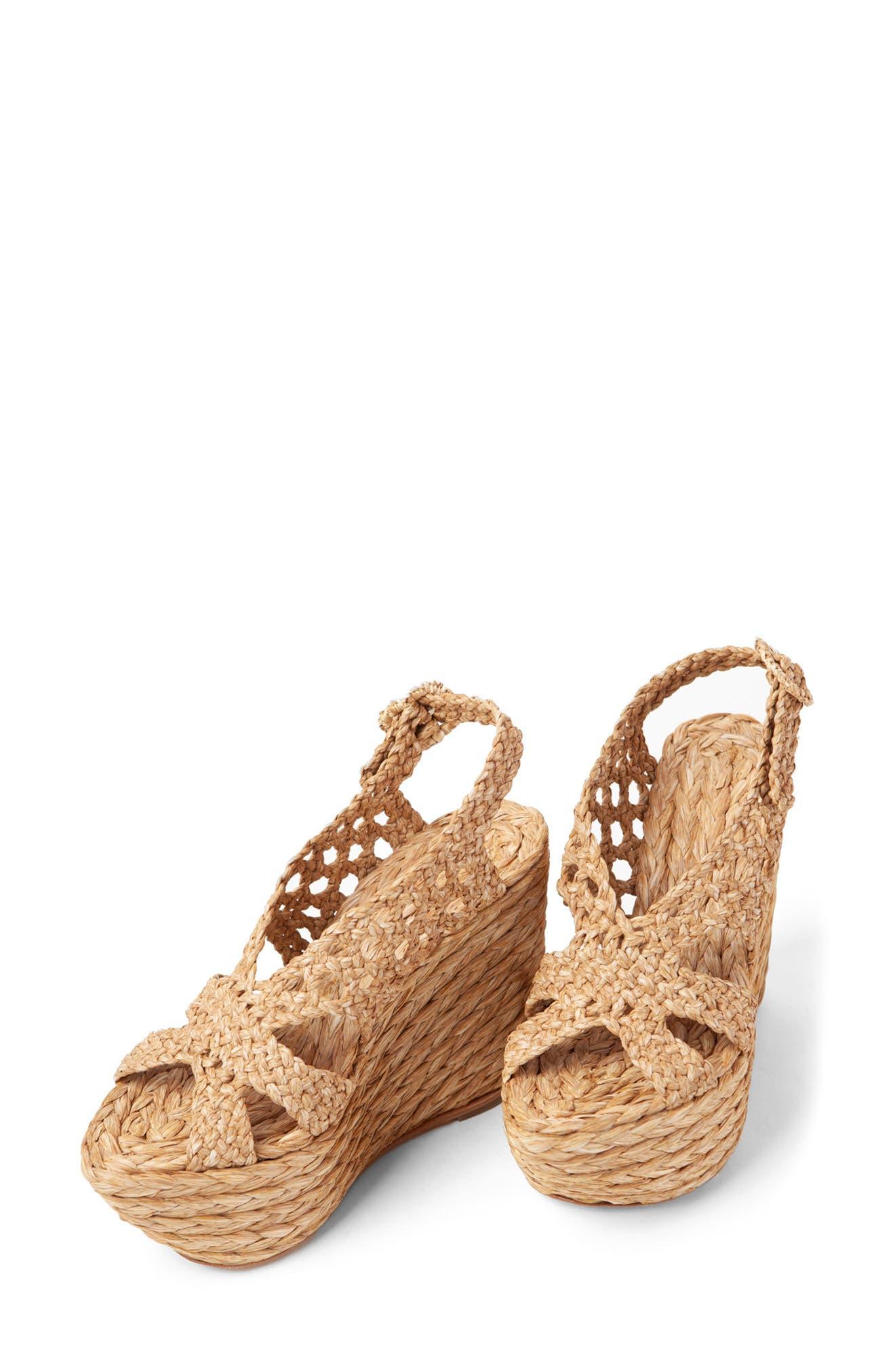 Paloma Barceló Uma Raffia Slingback Wedge Sandal In Natural Lyst