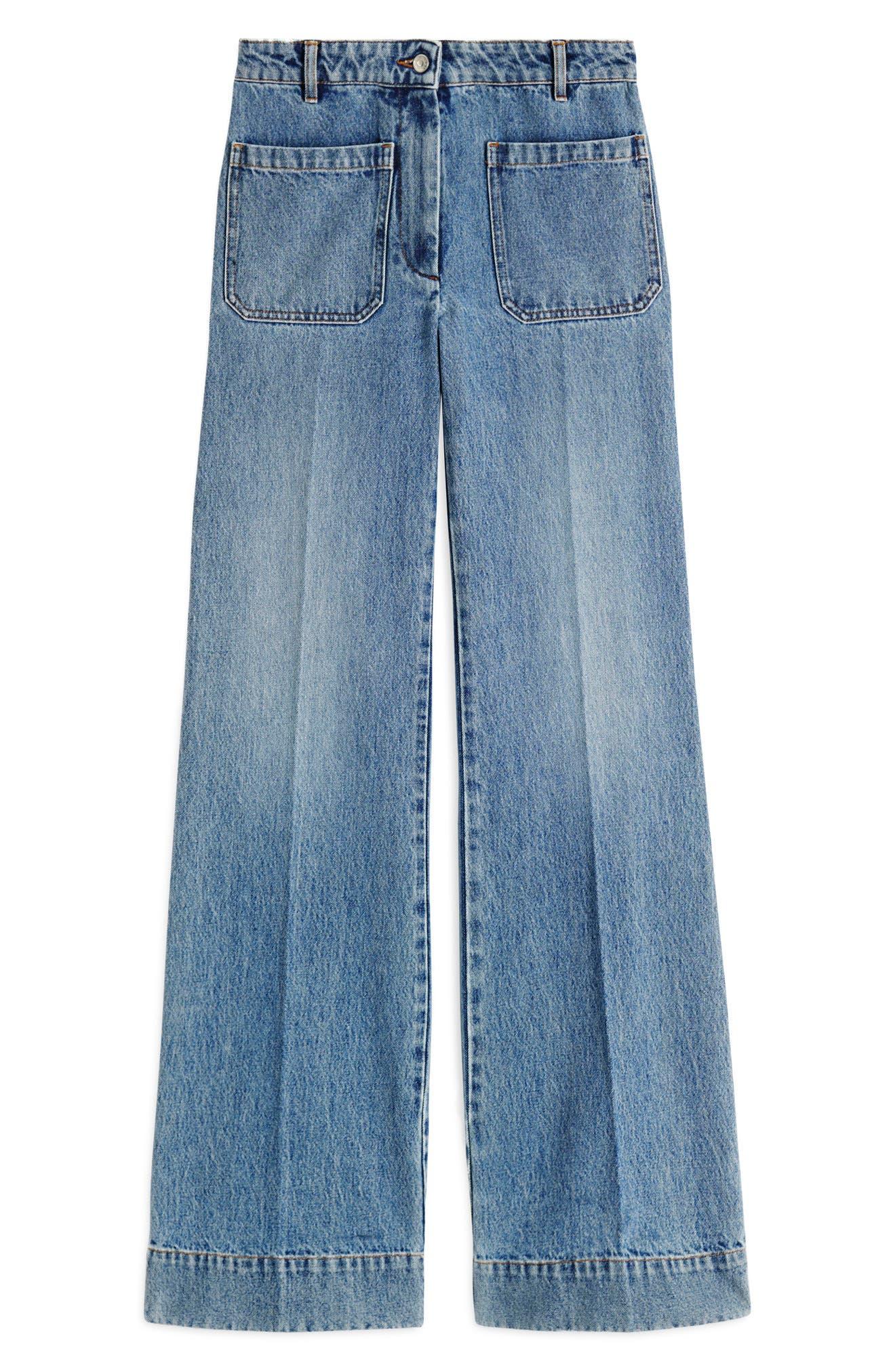 Victoria Beckham Denim Alina Patch Pocket Wide Leg Flare Jeans In Victoria Beckham Denim Alina Patch Pocket Wide Leg Flare Jeans In