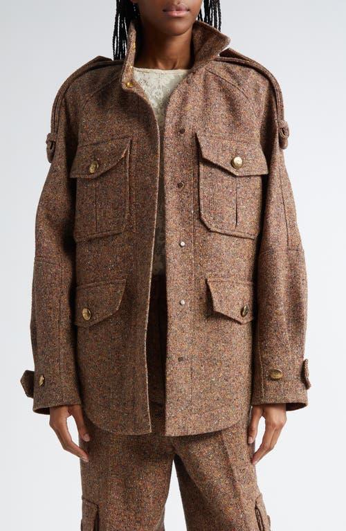 Zimmermann Oversized Tweed Utility Field Jacket in Brown | Lyst