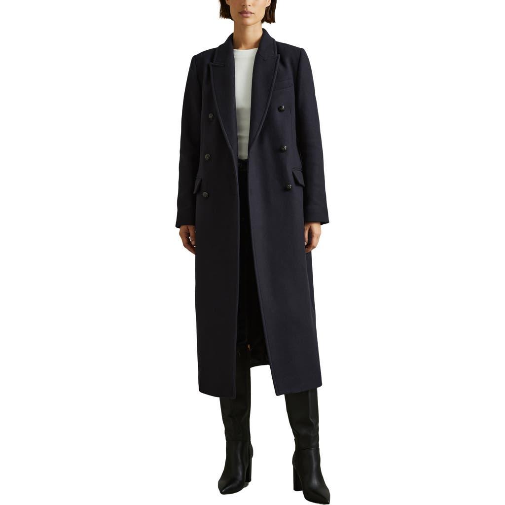 Reiss Florence Double Breasted Wool Blend Coat in Black | Lyst