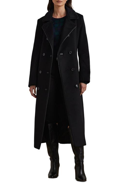 Ralph Lauren Double Breasted Wool Blend Trench Coat in Black | Lyst