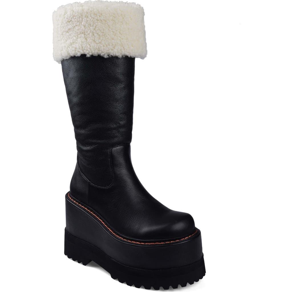 Zigi Flor Faux Fur Trim Platform Boot in Black | Lyst
