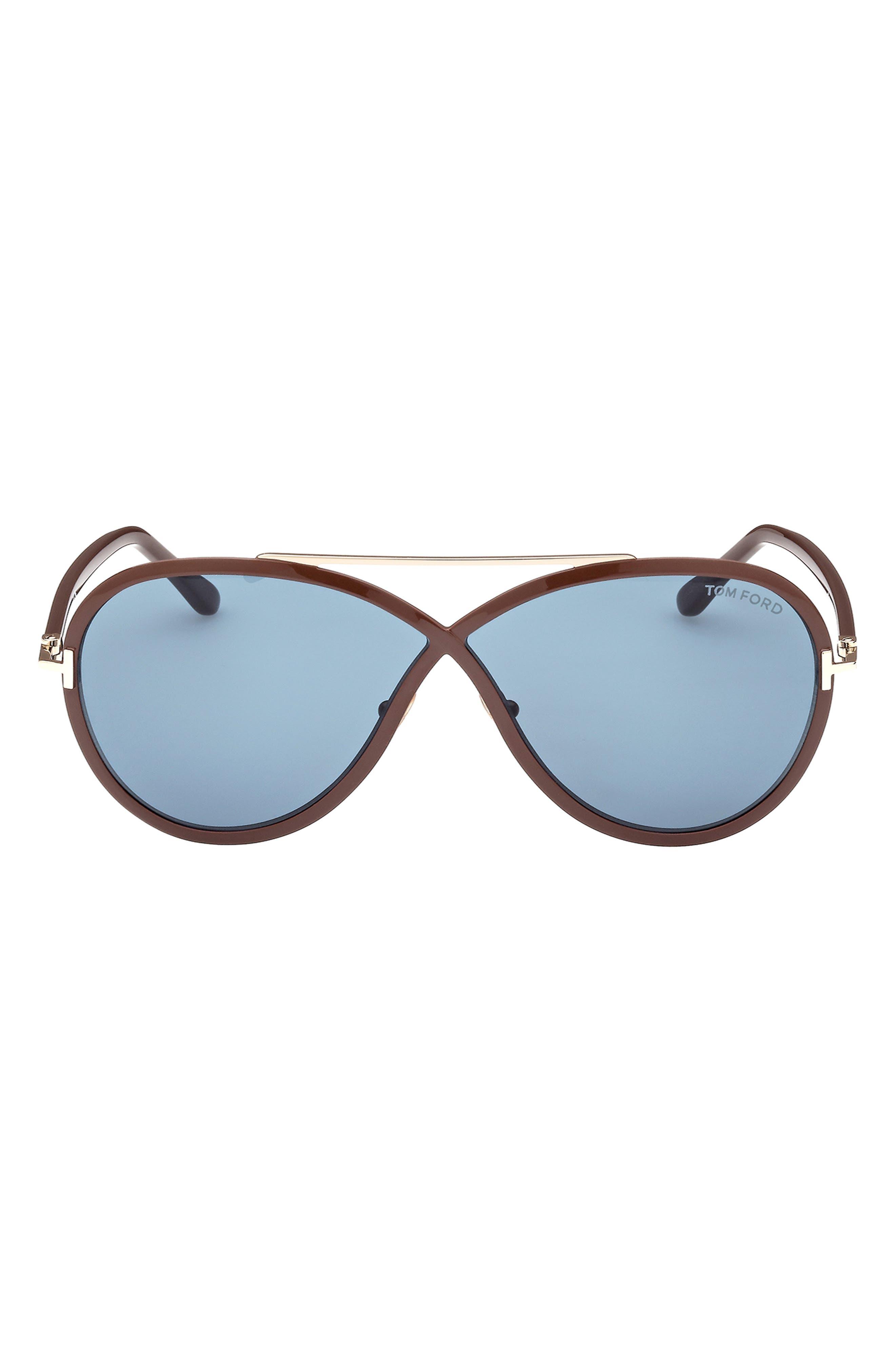 Tom Ford Rickie 65mm Oversize Round Sunglasses In Blue Lyst
