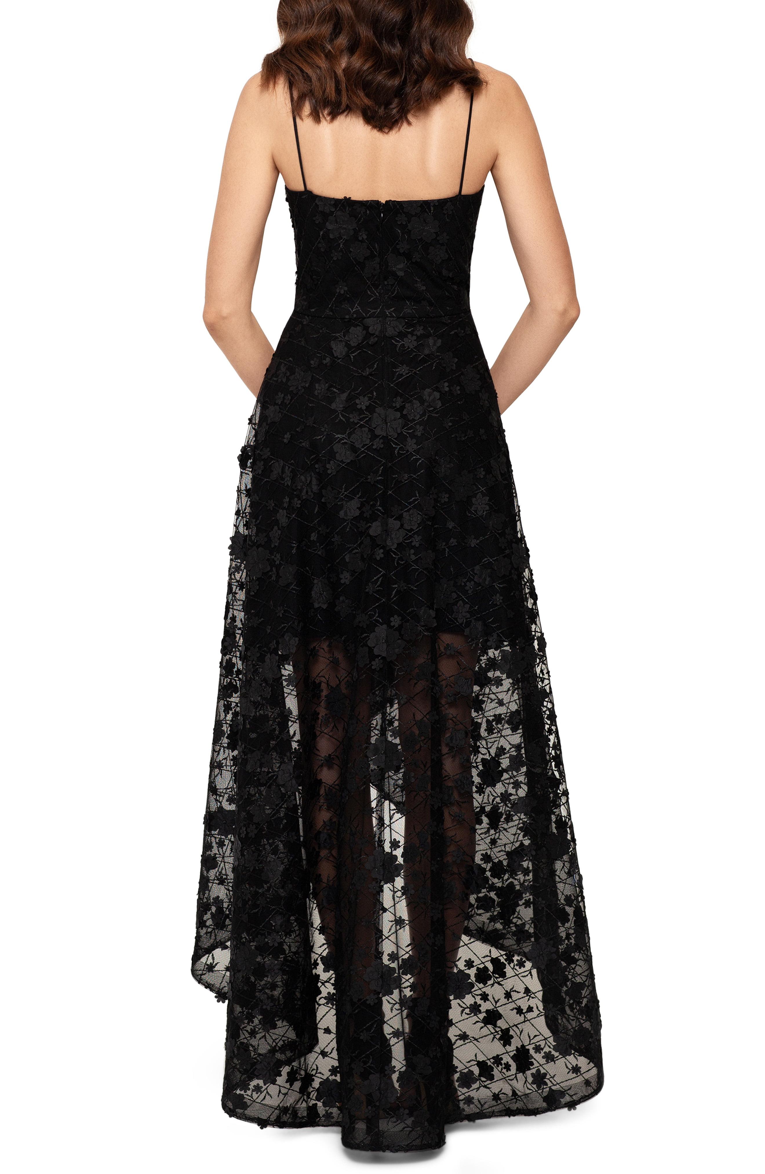 Xscape 3d Floral High Low Gown In Black Lyst