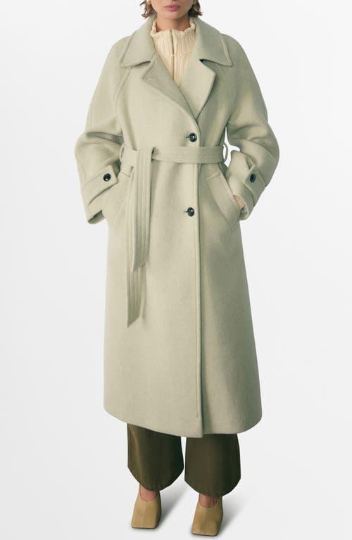 Mango Belted Oversize Wool Blend Coat in Natural | Lyst